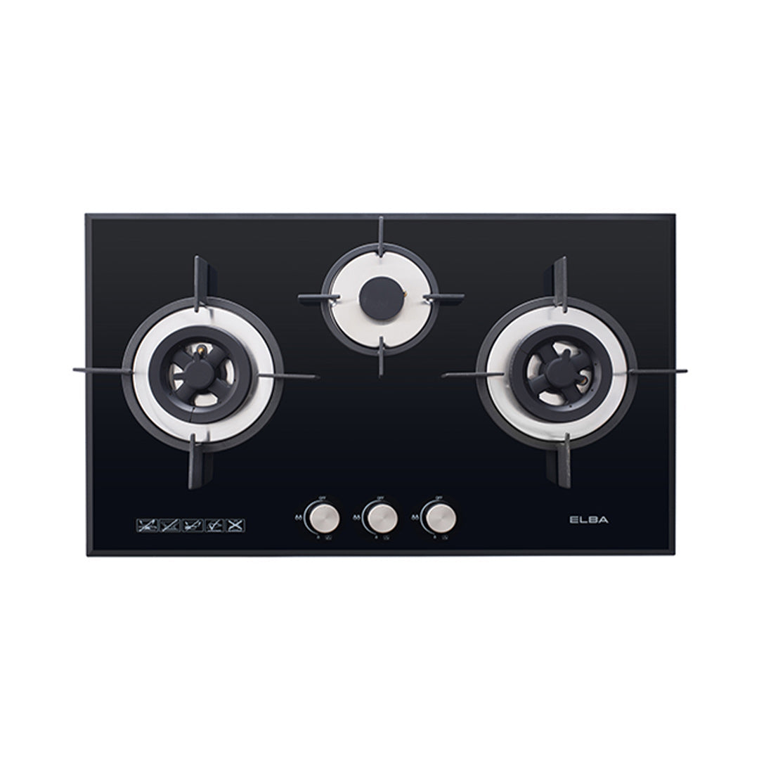 3 Burners Built-in Glass Hob Elba EGH-K8943G(BK) — AlatDapur