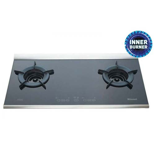 2 Inner Burner Gas Hob Built-In (Glass) Rinnai RB-2CGS — AlatDapur